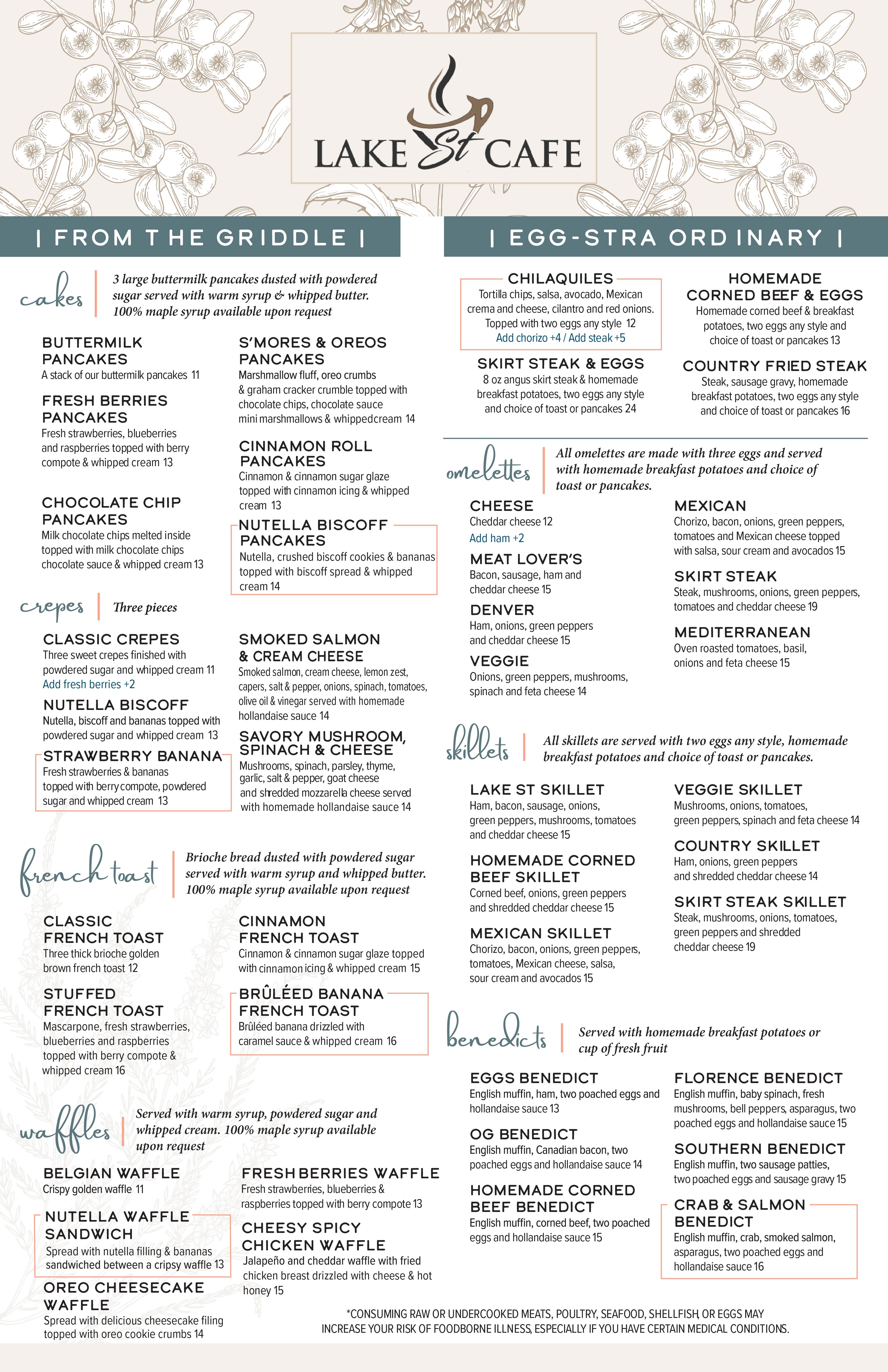 Menu – Lake St Cafe