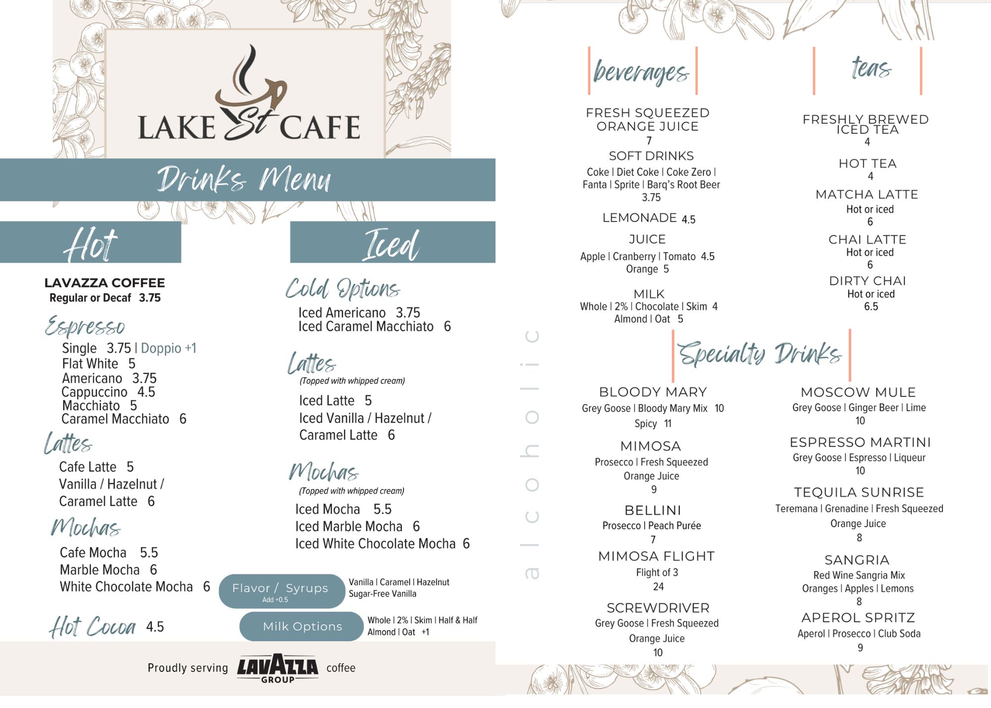 Menu – Lake St Cafe