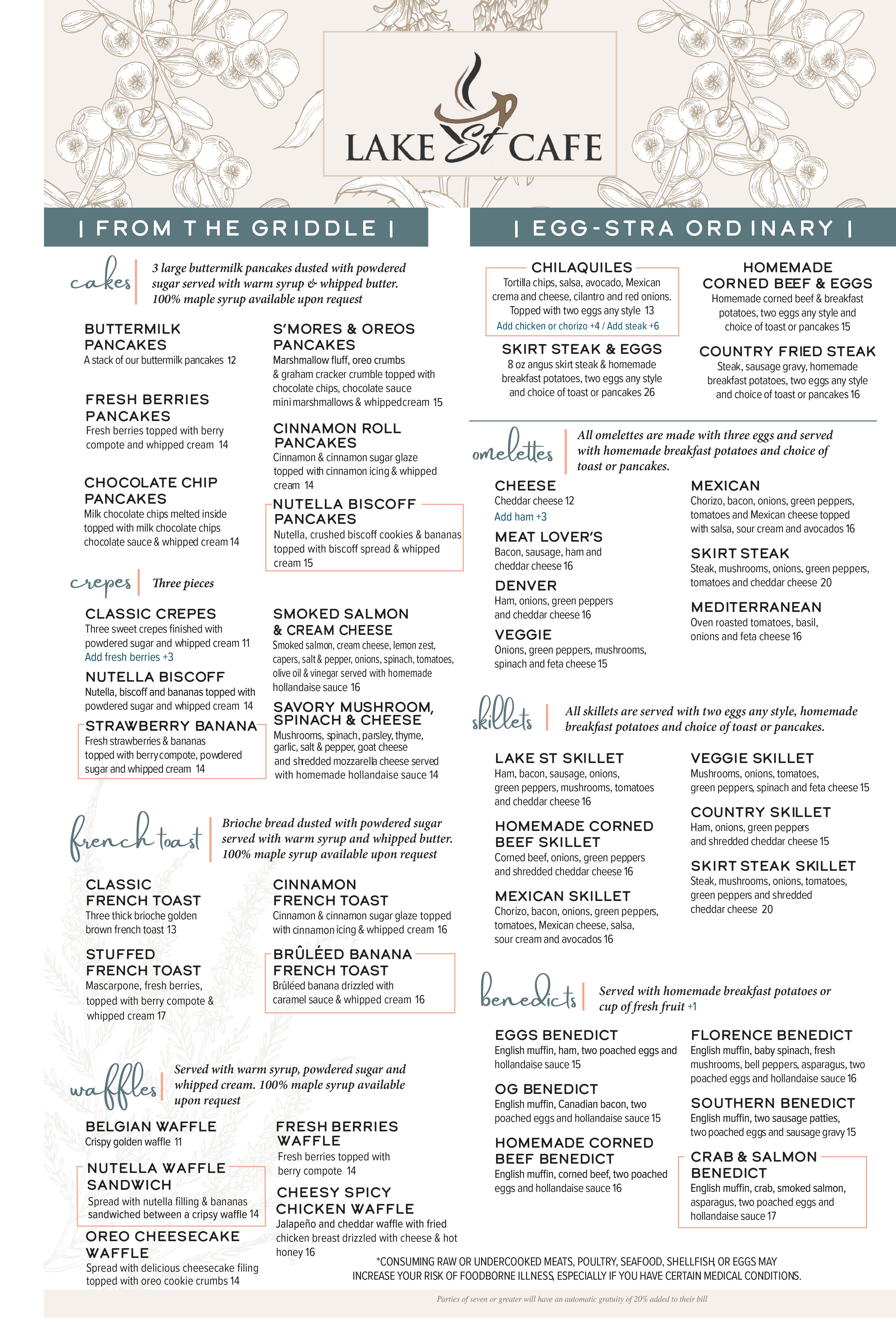 Menu – Lake St Cafe